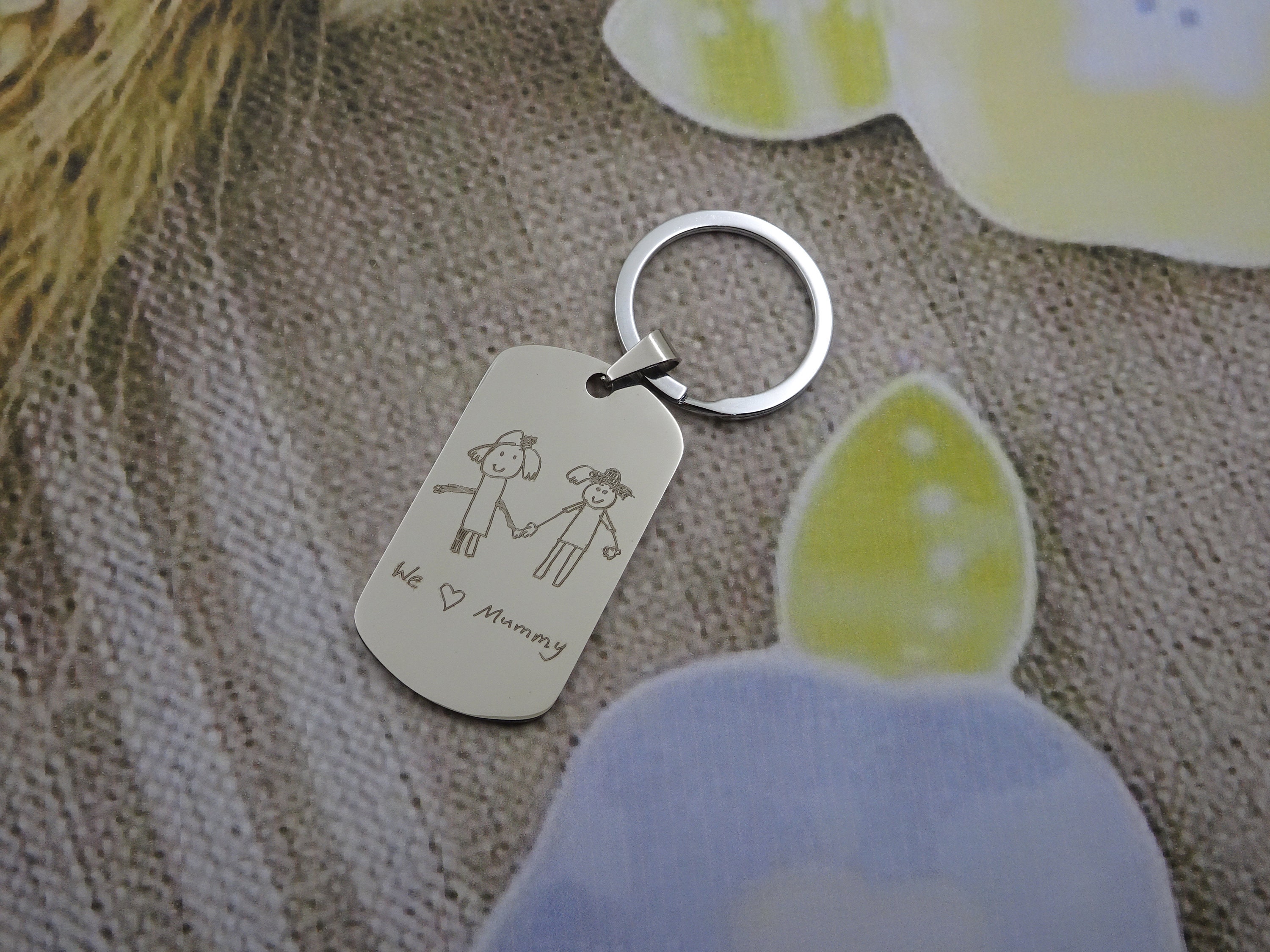 Personalized Kid & Child Art Kid's Drawing Dog Tag | Etsy