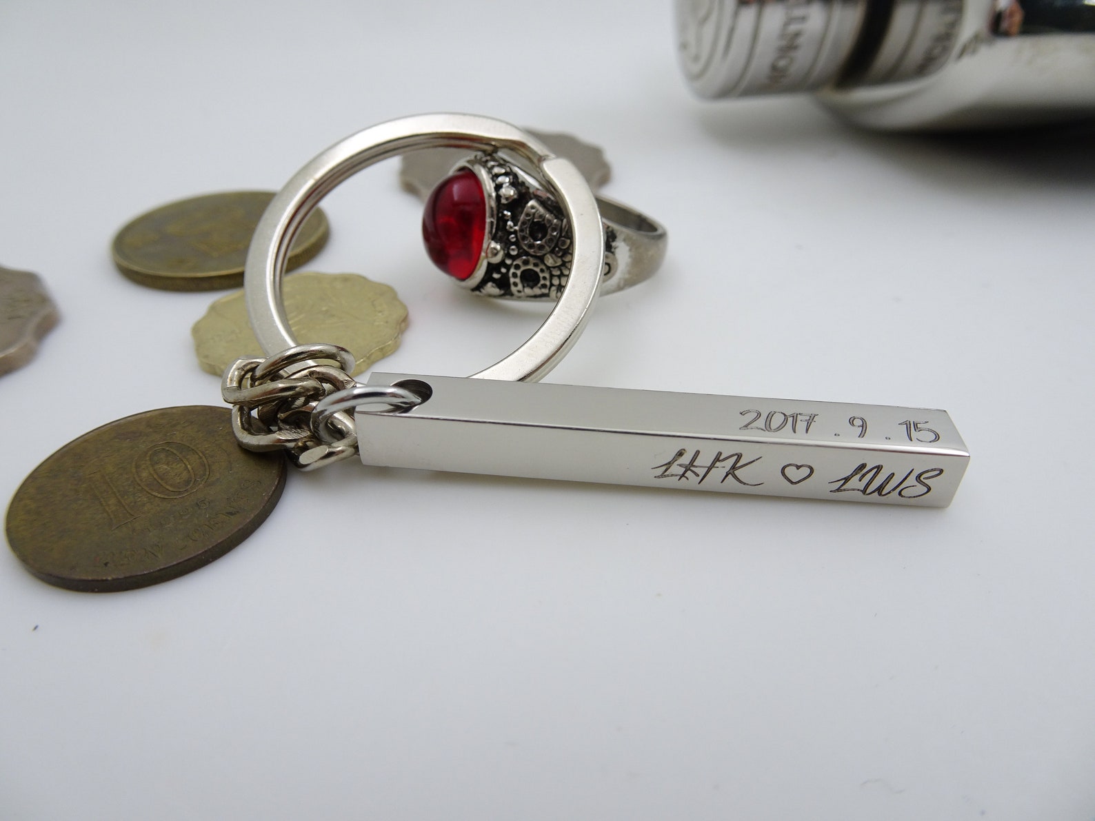 Custom 3D Vertical Rectangular Bar Personalized Key Ring 4 - Etsy