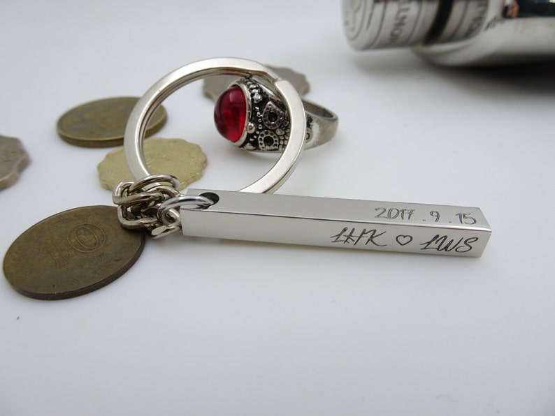 Custom 3D Vertical Rectangular Bar Personalized Key Ring 4 | Etsy