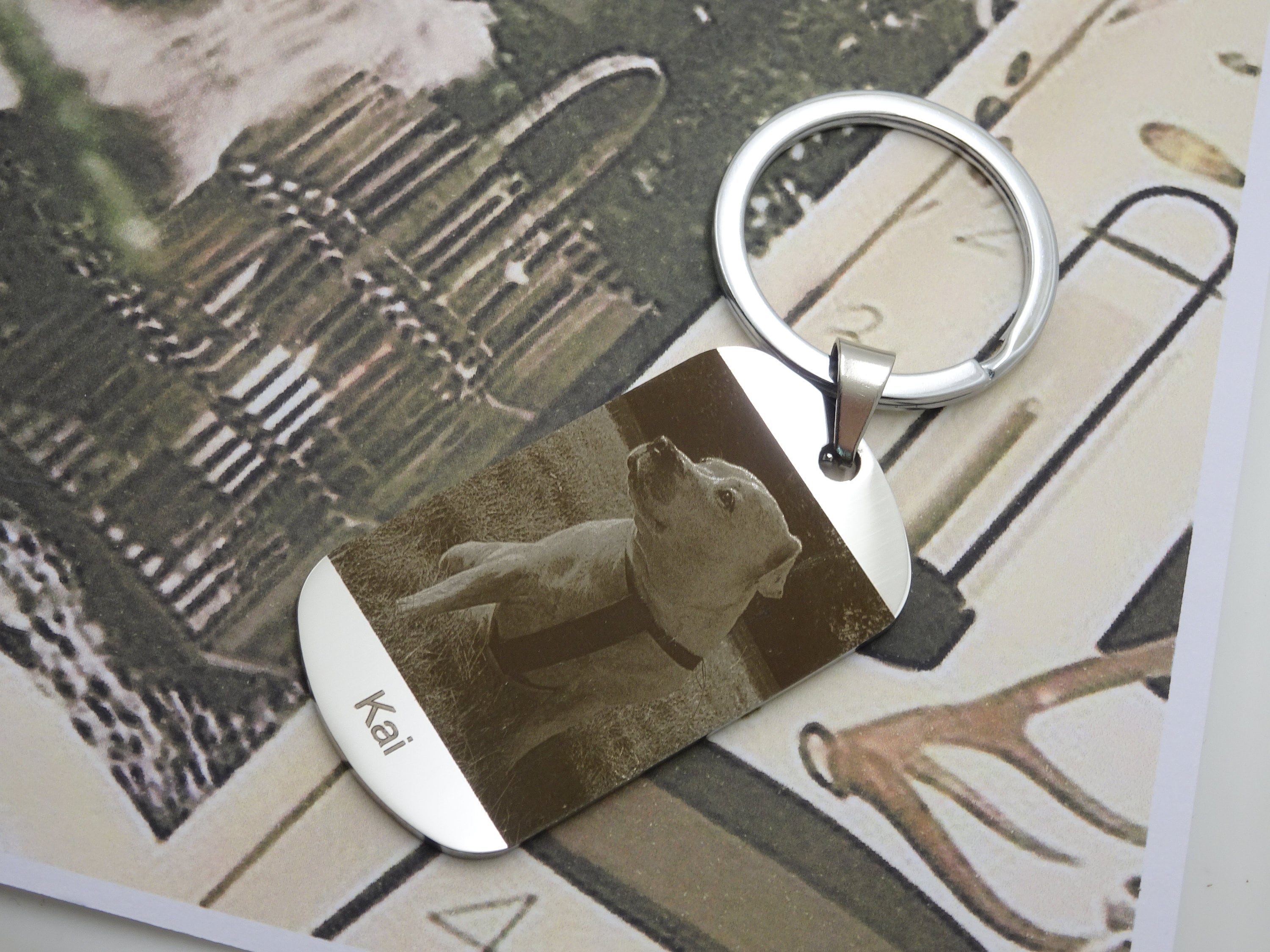 Personalized Engraved Photo Dog Tag Key Chain Custom | Etsy