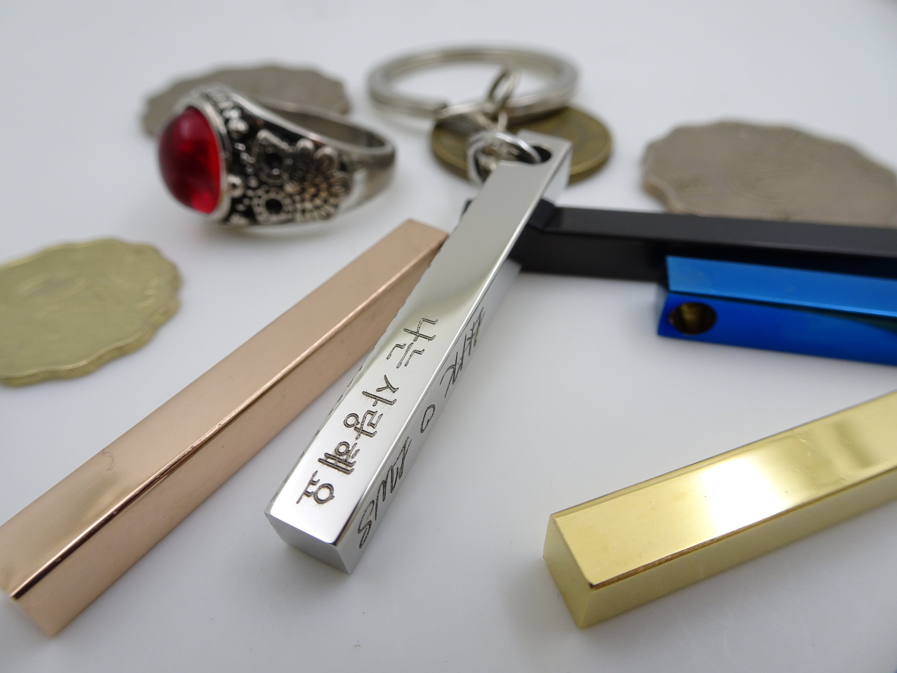 Custom 3D Vertical Rectangular Bar Personalized Key Ring 4 - Etsy