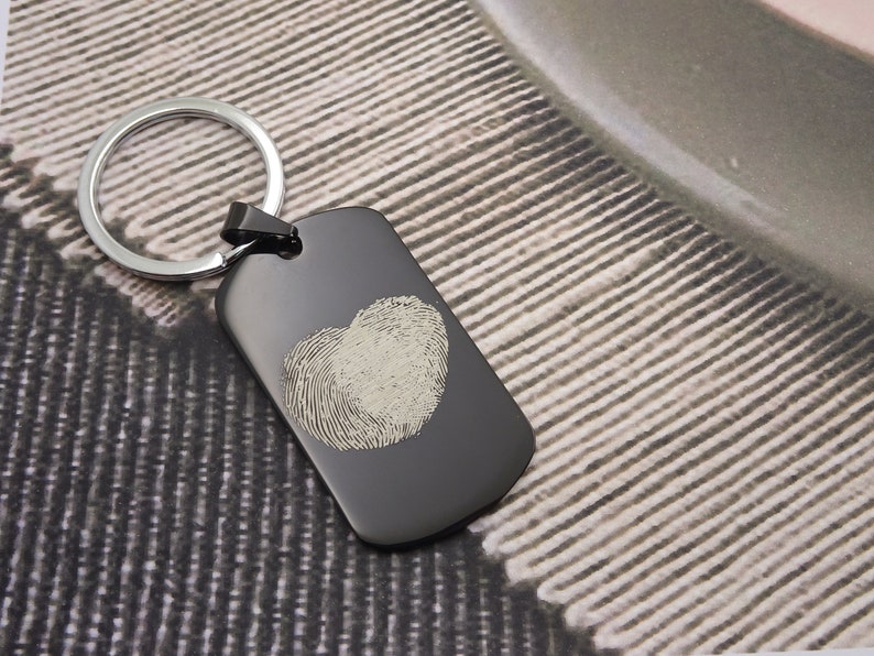Personalized Fingerprint Engraved Army Dog Tag Keychain - Etsy
