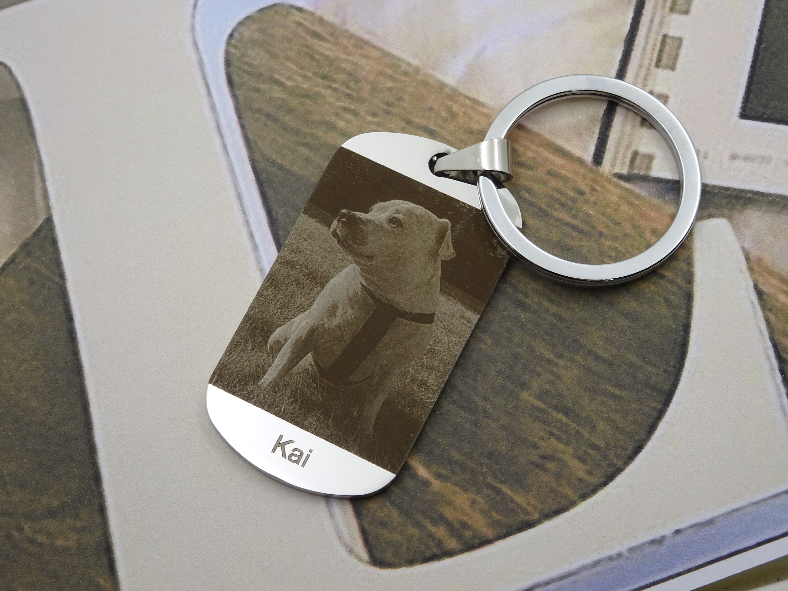 Personalized Engraved Photo Dog Tag Key Chain Custom | Etsy