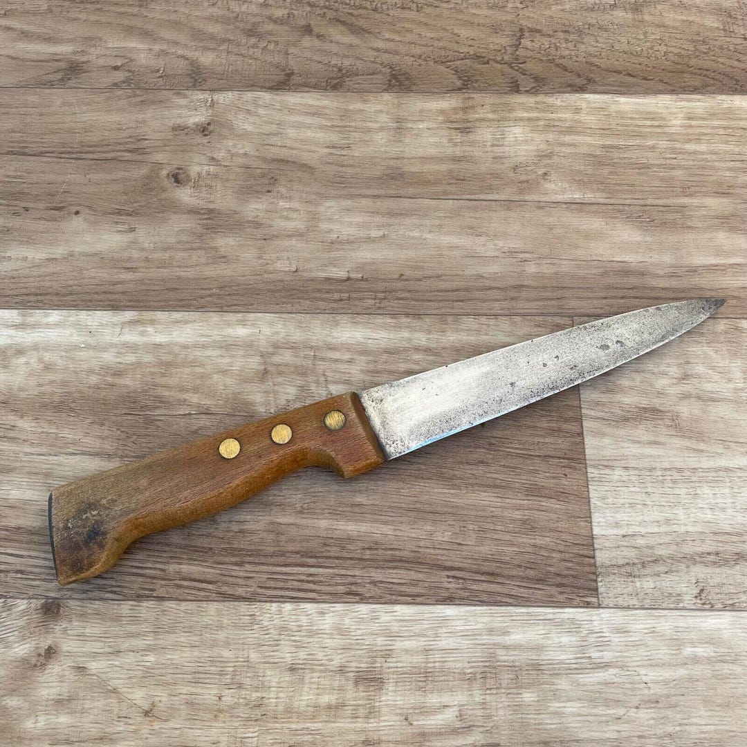 French Vintage Butcher Knife Wood Handle Carbon Steel 11.5" 2303259 - Etsy