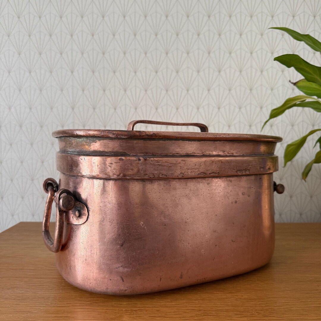 Antique Dovetailed Daubiere French Stock Pot Copper Cookware 13 3/4 ...