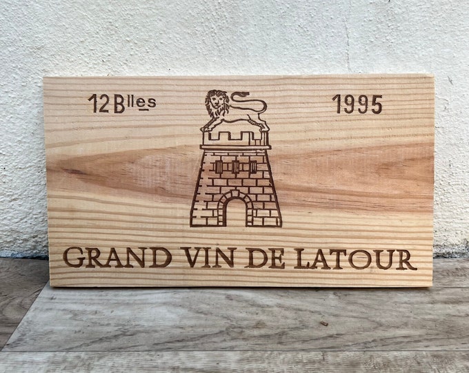 Wine Wood Crate Box Panel Antique Vintage French Wall Sign LATOUR ...