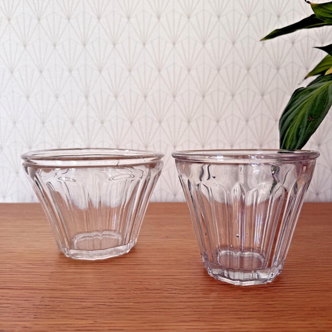 2 Vintage French Glass Jam Jelly Jar Pot Faceted Working Glass 1111244 ...