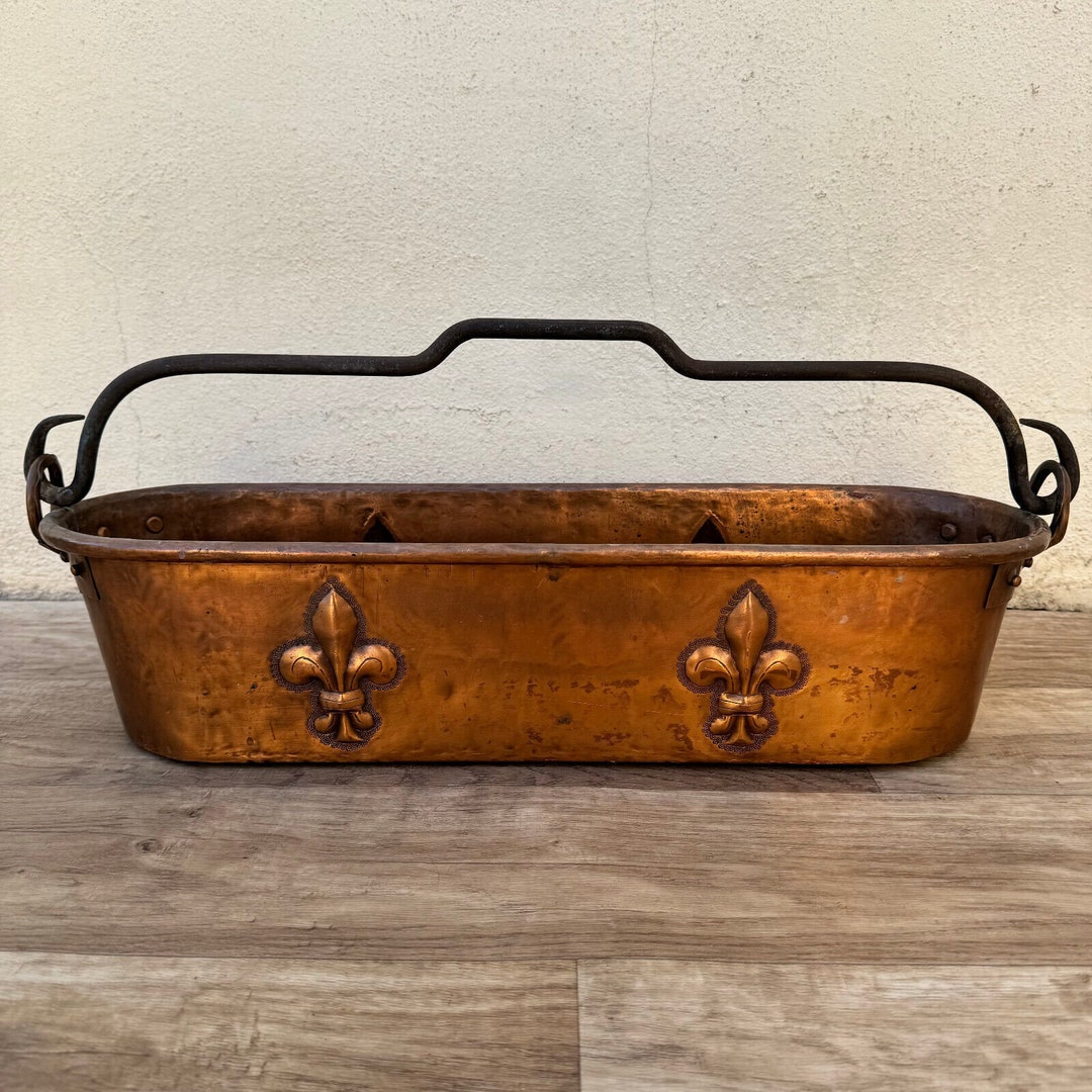 Antique French Copper Fish Kettle/poacher/steamer/planter Lys 1404241 ...