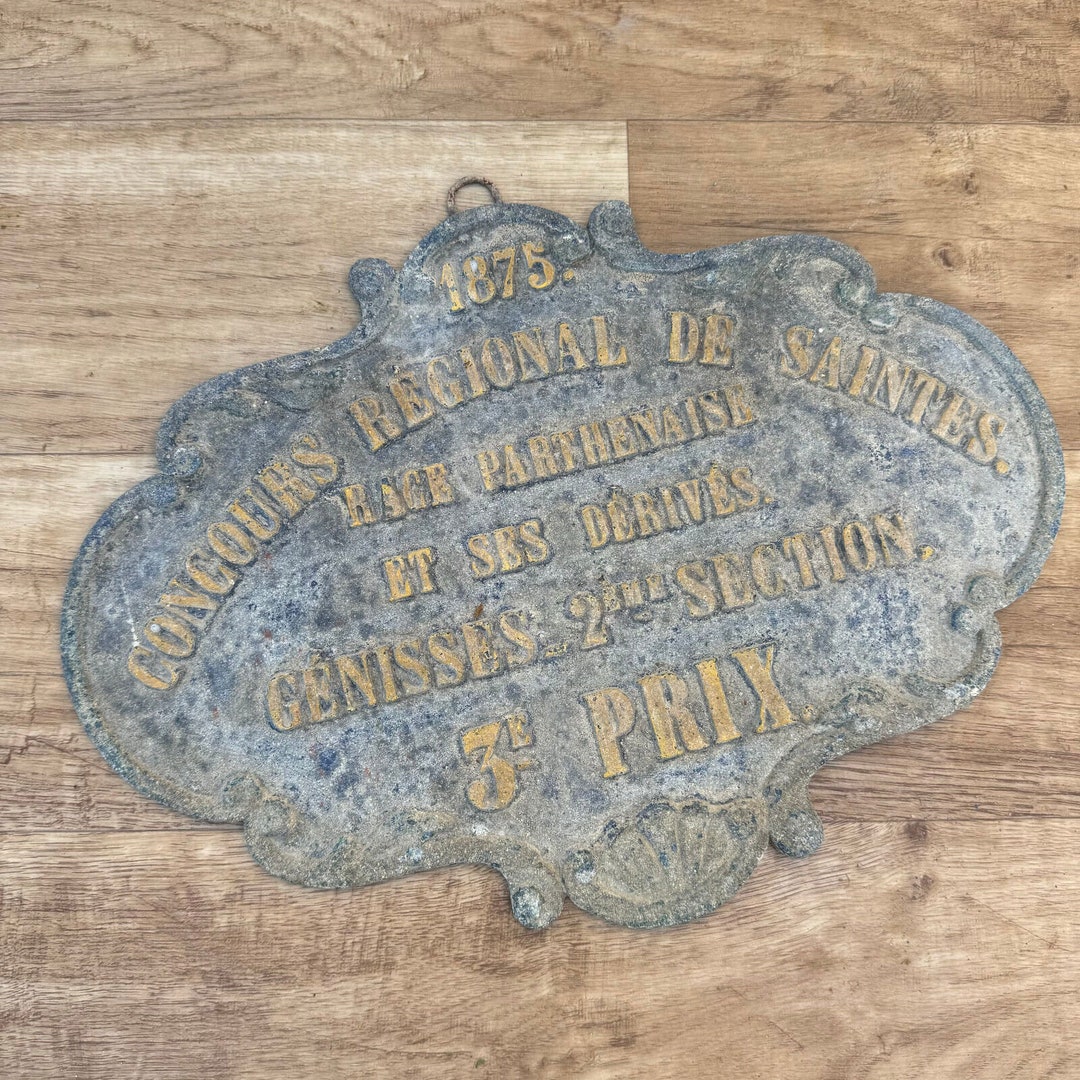 French Vintage Agriculture Plaque Trophy Award Animals Prize Sign 1875 ...