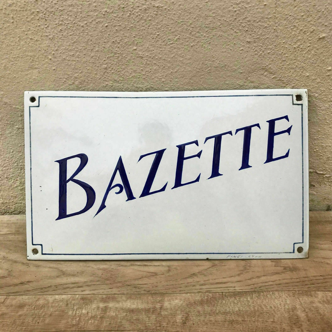 French Enamel Street Sign BAZETTE Vintage House Plaque Lyon 17021824 - Etsy