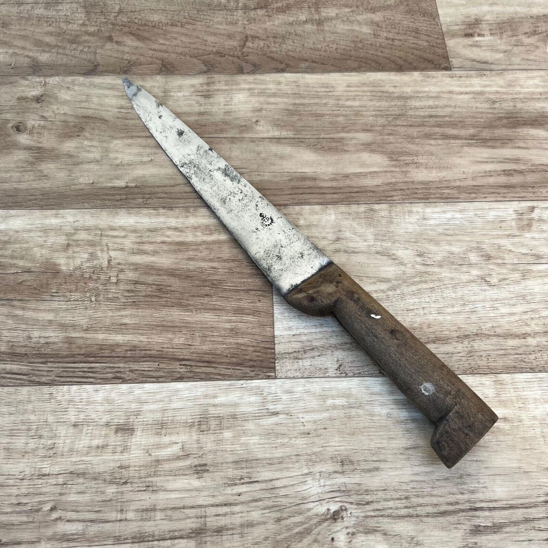 French Butcher Knife Vintage Kitchen Cutlery Solingen Steel 14 1/4 ...