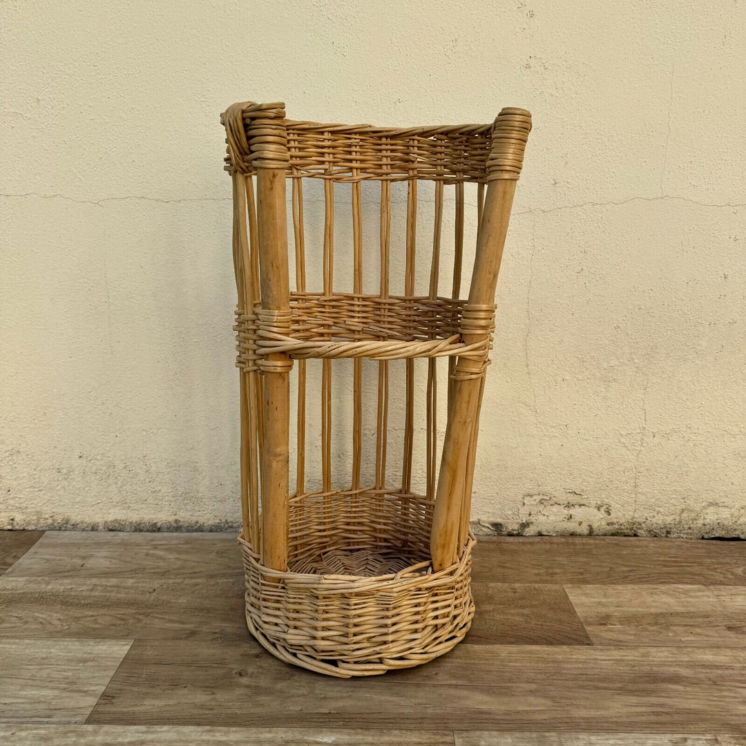 French Bread Basket Wicker Rattan Storage Organizer Display Bakery ...