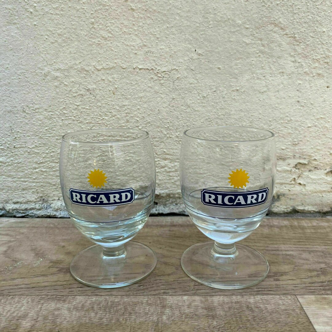 2 French Ricard Anisette Pastis Glasses With Sunburst Motif 1103233 - Etsy