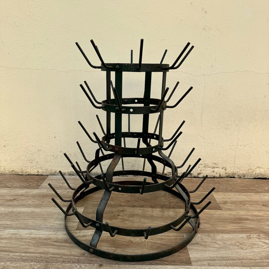 Vintage French Wine Champagne Bottle Drying Wine Rack Hanger Green ...