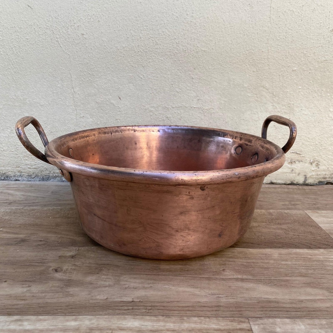 French Copper Jam Pan Bronze Handles Vintage Confiture Making 29032513 ...