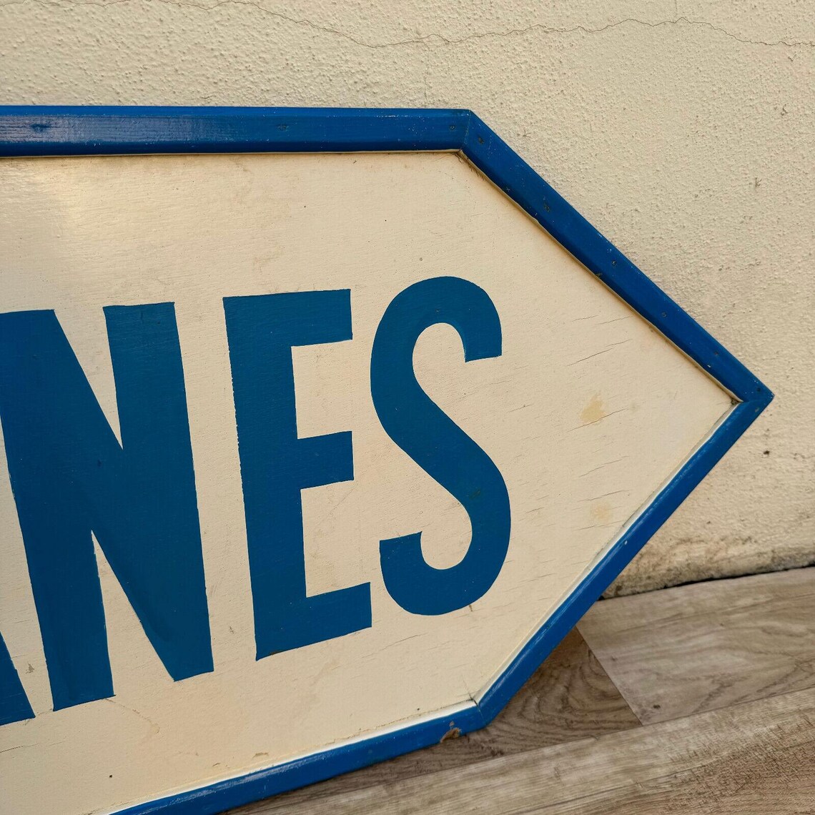 Vintage French Street Sign MEJANES Wood Plaque Arrow Directional ...