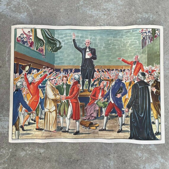 Vintage French History School Poster Two Sides Revolution - Etsy