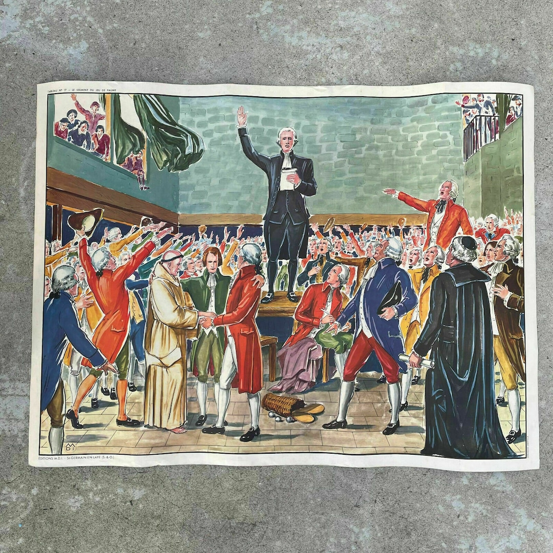 Vintage French History School Poster Two Sides Revolution 05112119 - Etsy
