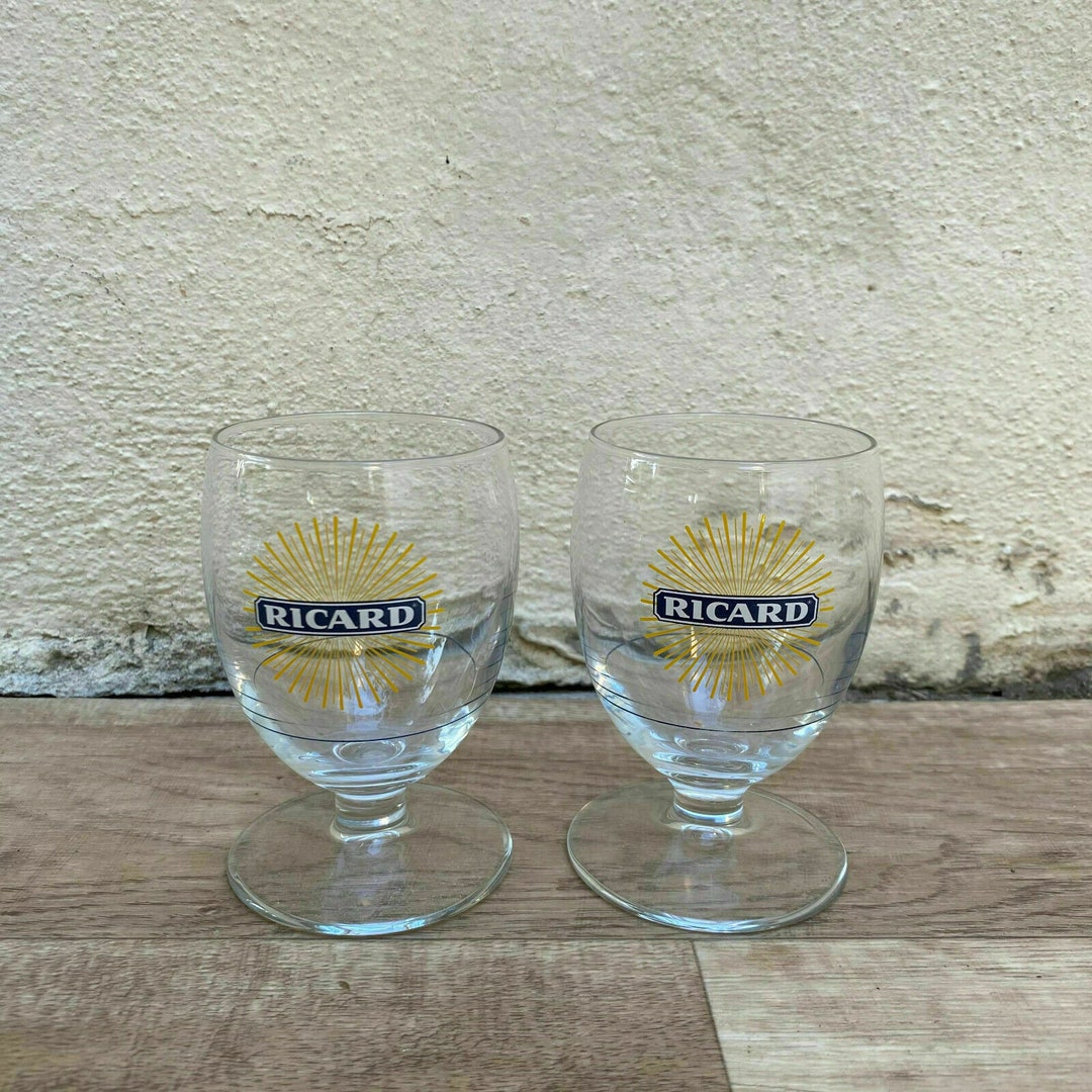 2 French Ricard Anisette Pastis Glasses With Sunburst Motif 23092019 - Etsy