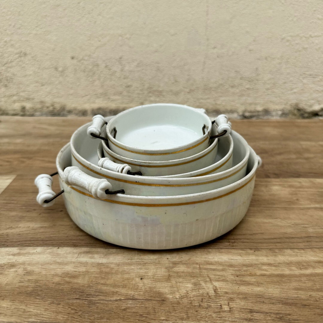 French Porcelain Pans SET 5 Flowers Handles Mother of Pearl 0605247 - Etsy