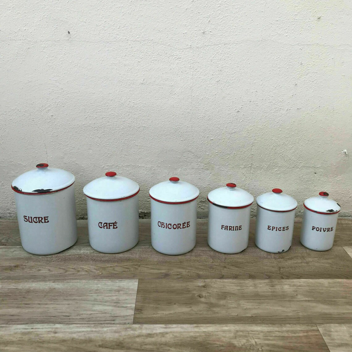 Bistro Francais Canister Set French Enameled France Vintage - Etsy