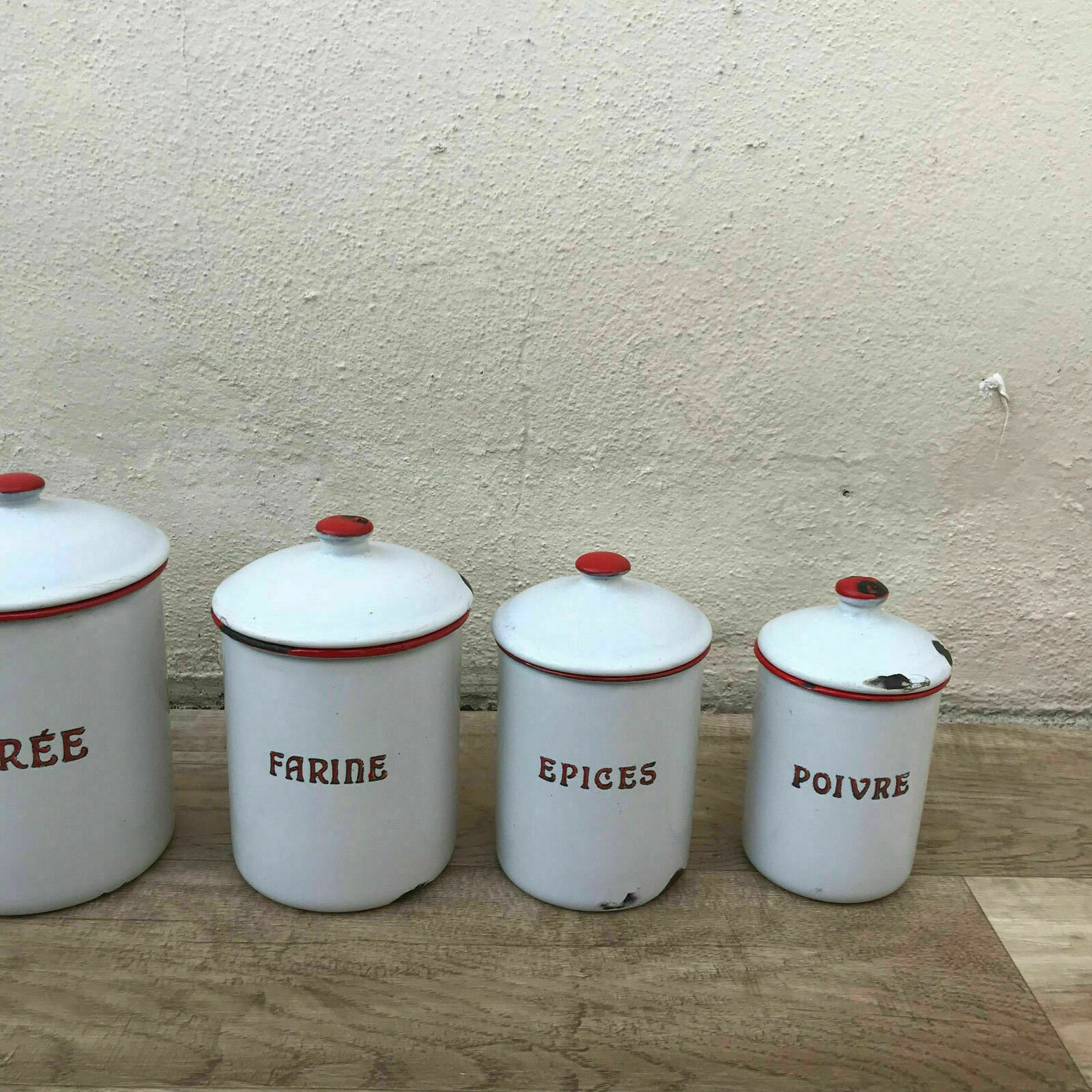 Bistro Francais Canister Set French Enameled France Vintage - Etsy