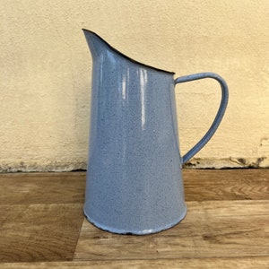 Vintage French Enamel Pitcher Jug Water Enameled Blue Tiny 2409226 - Etsy