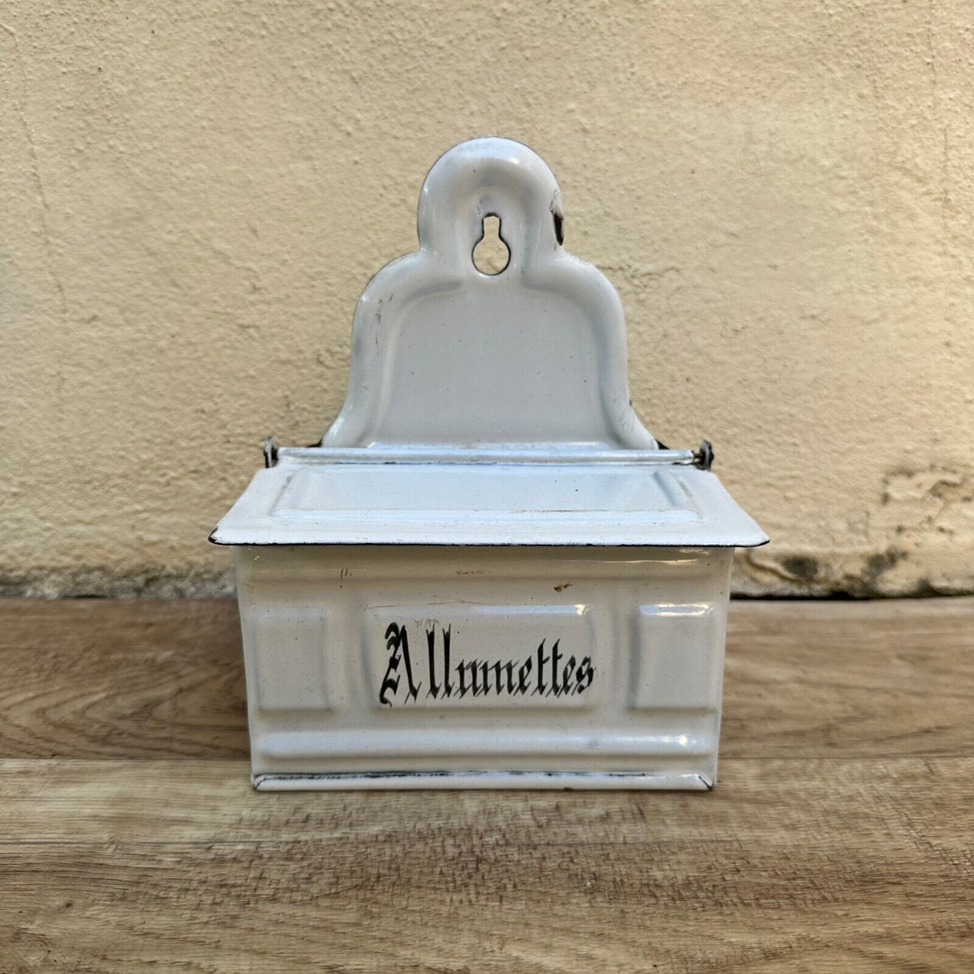 Vintage French Enamelware ALLUMETTES BOX Deco 2608237 - Etsy