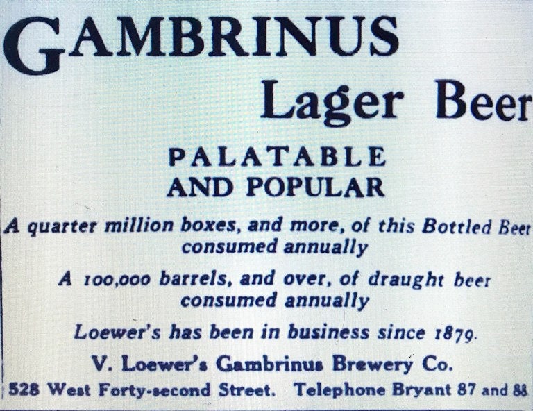V. Loewers Gambrinus Brewery Co., New York, 12 Oz , 1925 - Etsy