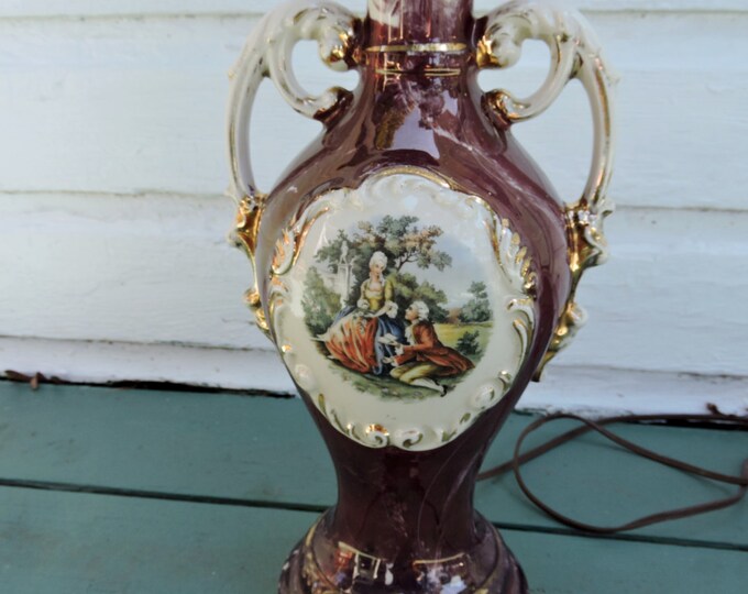 Vintage Colonial Style Table Lamp, George Washington Scene, Parlor ...
