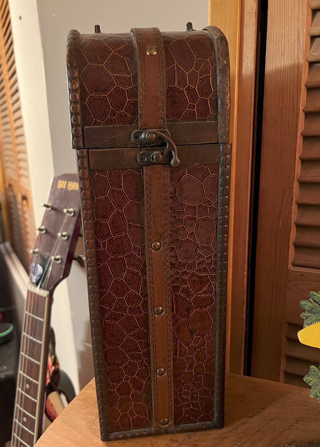 Vintage Wood and Leather Wine Box, Sold Wood, Rare Find, Wine Bottle ...