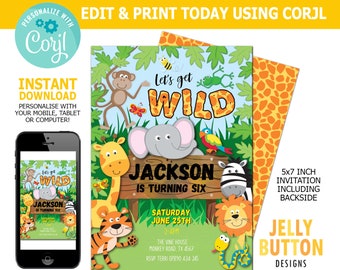 Let's Go Wild Jungle Birthday Invitation - Etsy