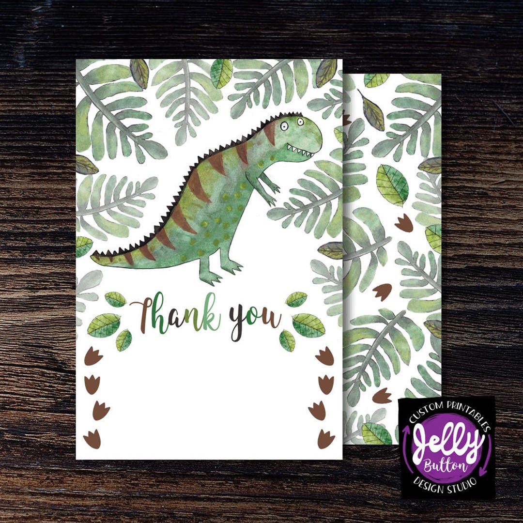 Instant Download, T Rex Dinosaur Thank You Card, Dino Thank You ...