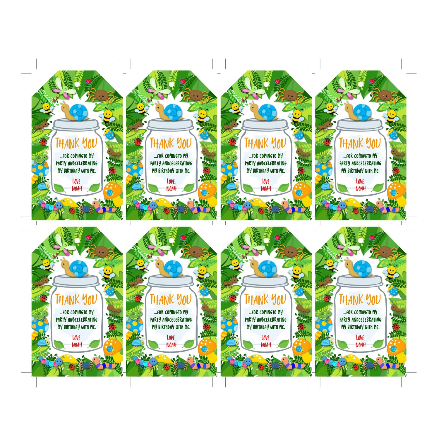 Bug Favour Tag, Bug Favor Tag, Insect Thank you Tag, Nature Trail Thank ...