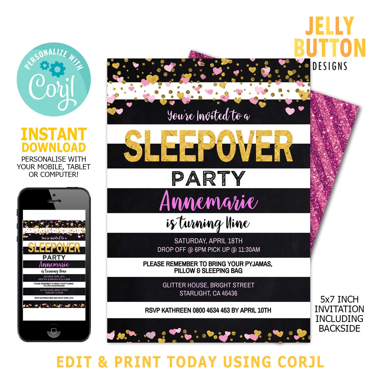 Sleepover Party Invitation Sleepover Invite Slumber Party - Etsy