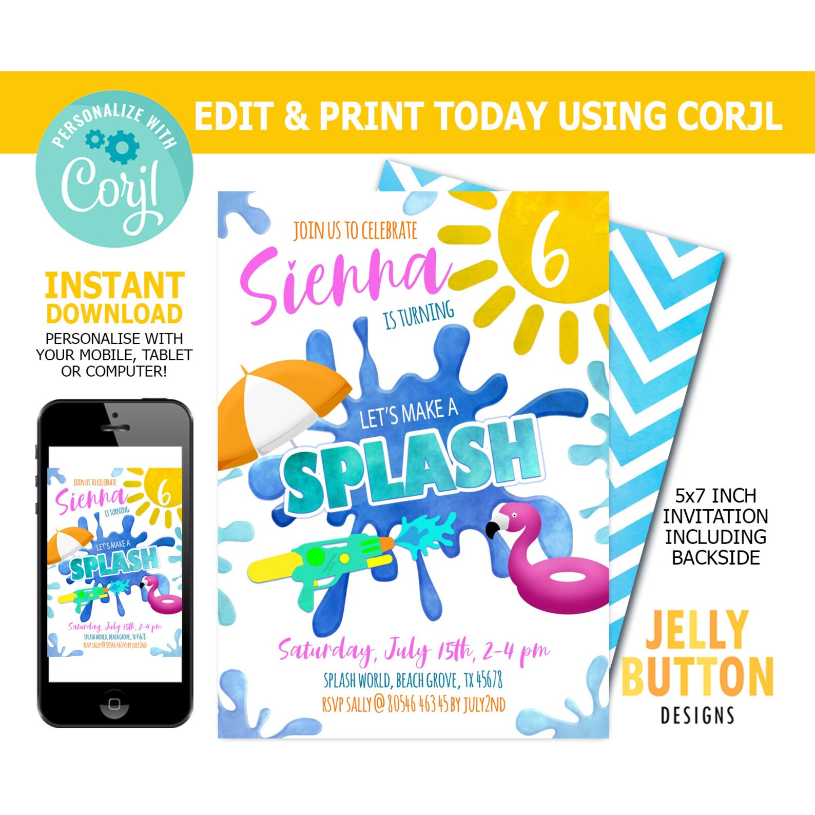 Water Balloon Party Invitation, Water Fight Invite, Water Balloon Party ...