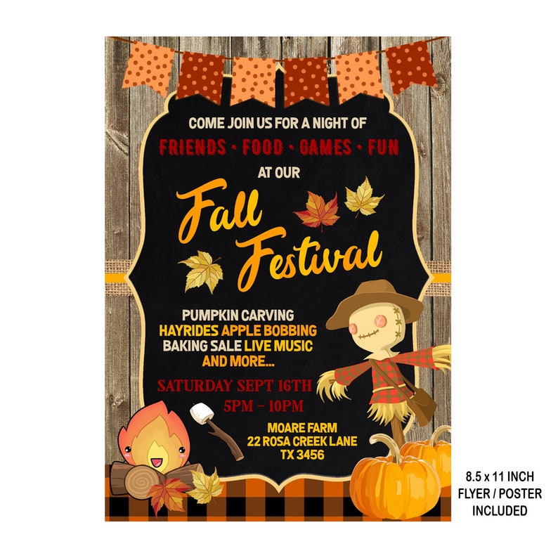 fall-festival-invitation-flyer-poster-fall-festival-autumn-etsy