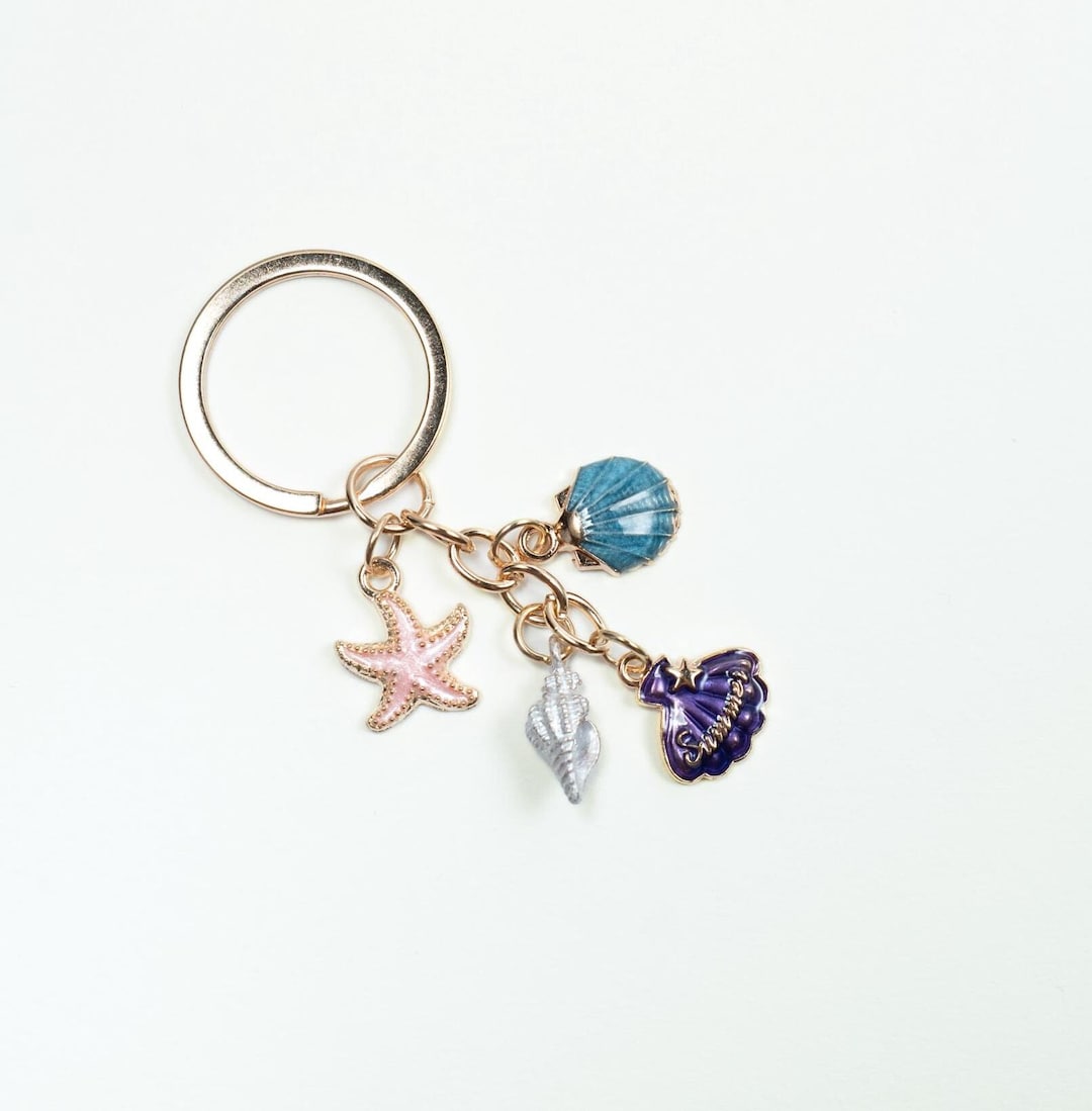 Beach-themed Keychain With Starfish, Seashell, Seahorse Charms ...