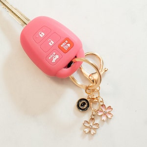 Personalized Flower Charms Cute Key Ring Holder, Custom Letter Initial ...