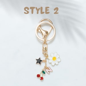 Girly Dangle Keychain Custom Initial With Flower-star-cherry-envelope ...