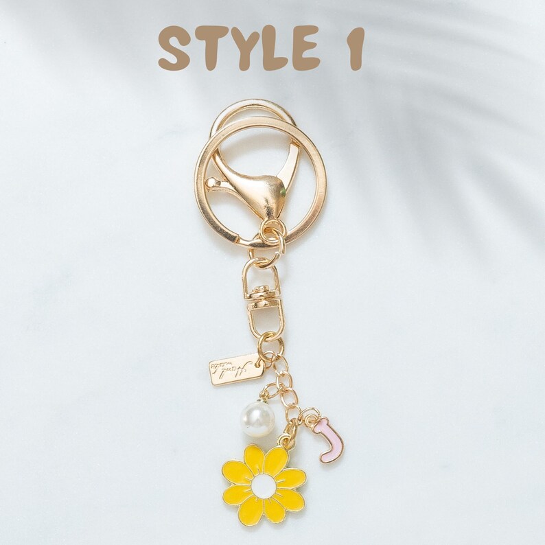 Girly Dangle Keychain Custom Initial With Flower-star-cherry-envelope ...