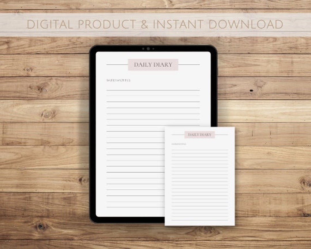 Printable Diary, Printable Planner, Printable Daily, Diary, Notebook ...