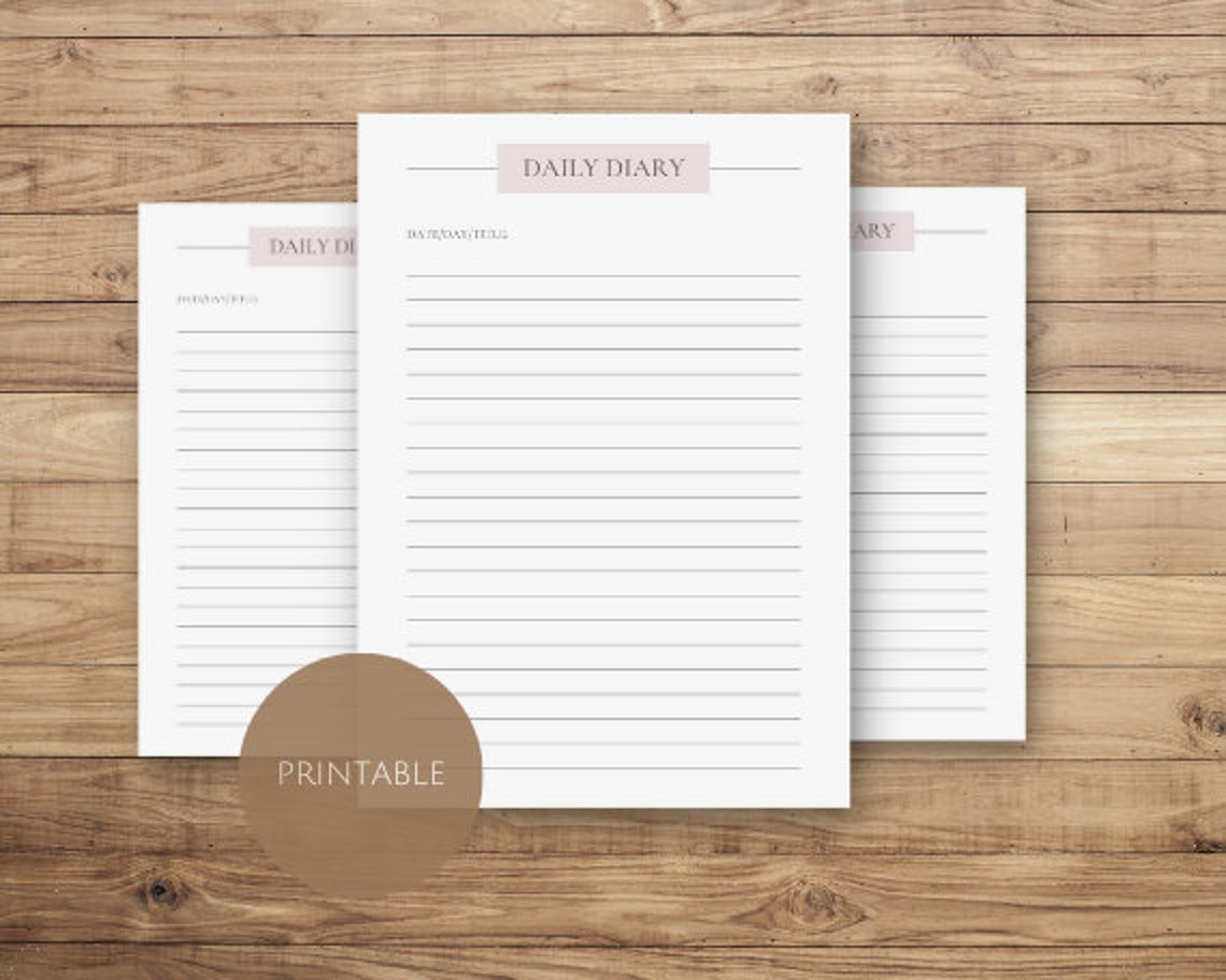 Printable Diary, Printable Planner, Printable Daily, Diary, Notebook ...
