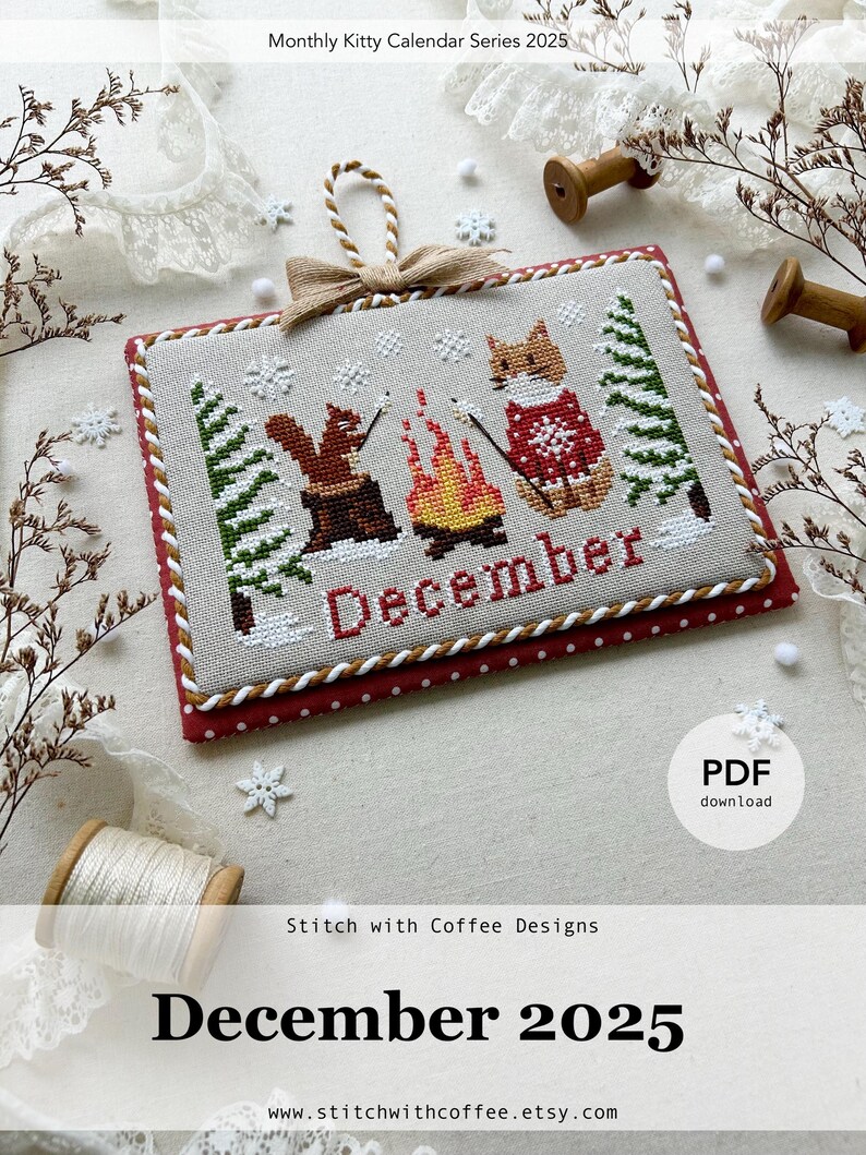 December 2025 Kitty Calendar Series Christmas December Marshmallow ...
