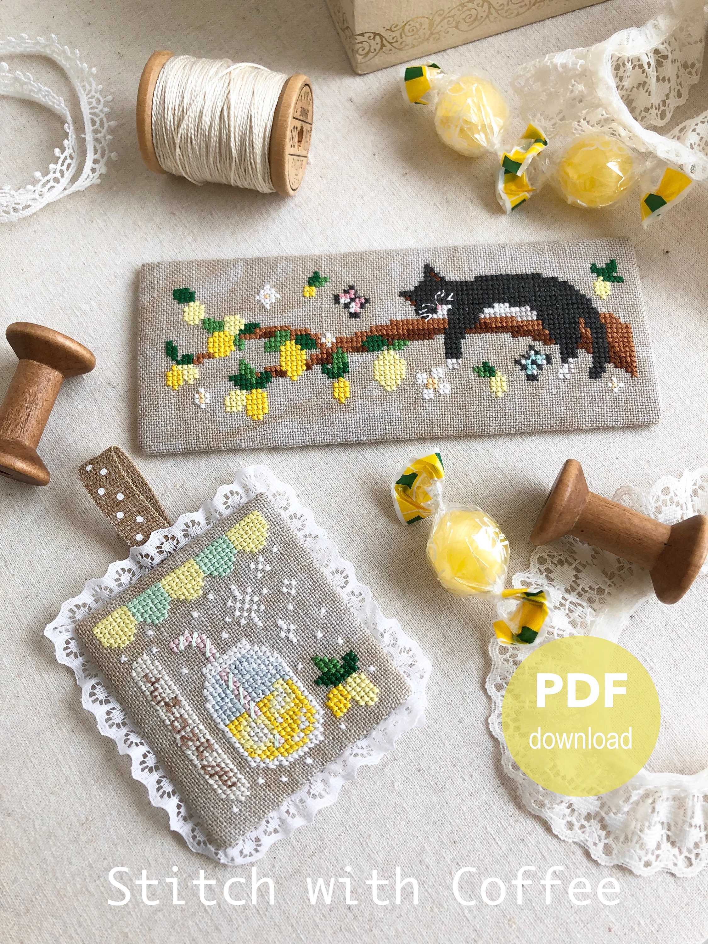 Cat Cross Stitch Pattern Chart PDF Downloads March Lemon | Etsy