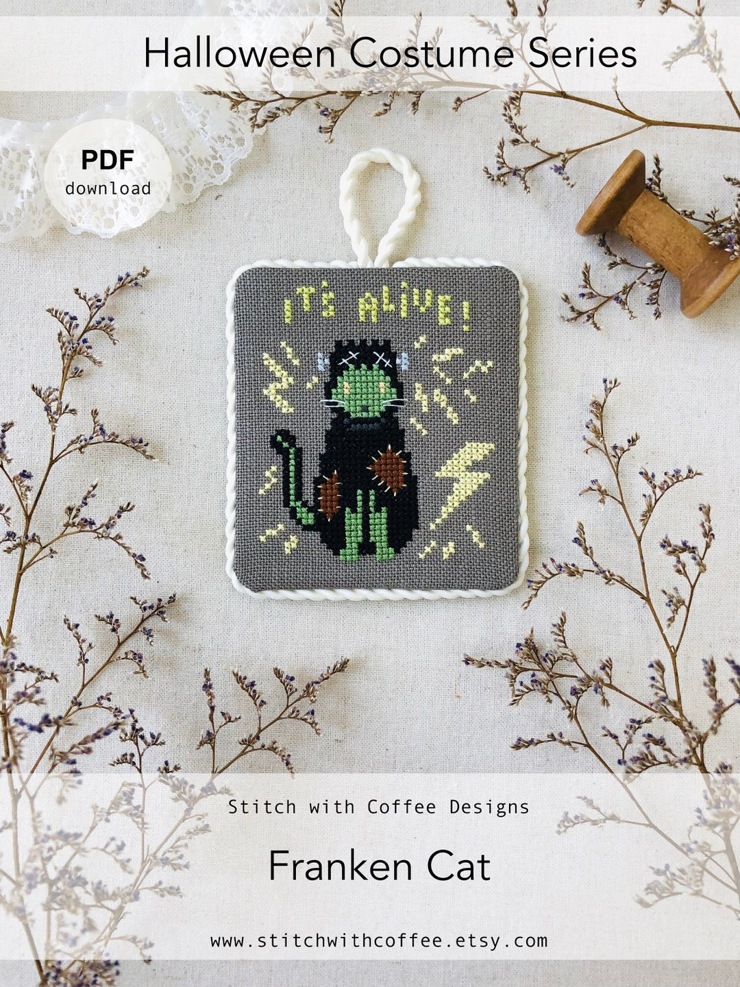Franken Cat Halloween Cat Costume Series Frankenstien Franken Cat Black ...