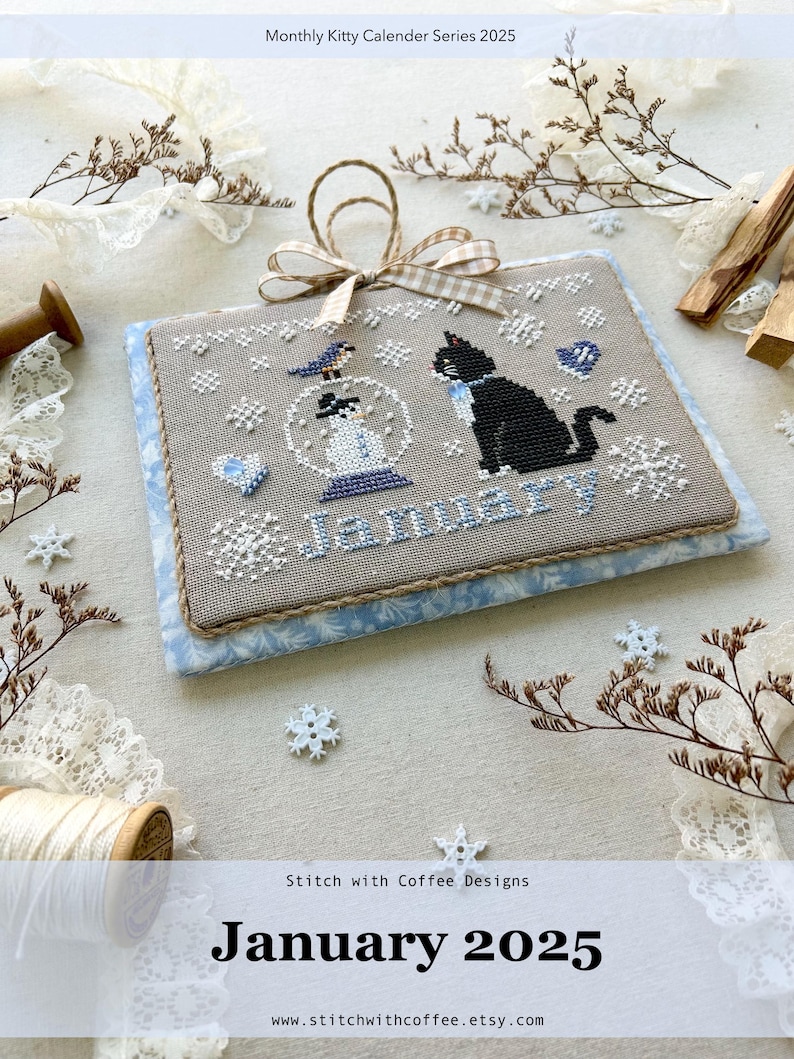 January 2025 Kitty Calender Series Winter New Year Tuxedo Cat ...