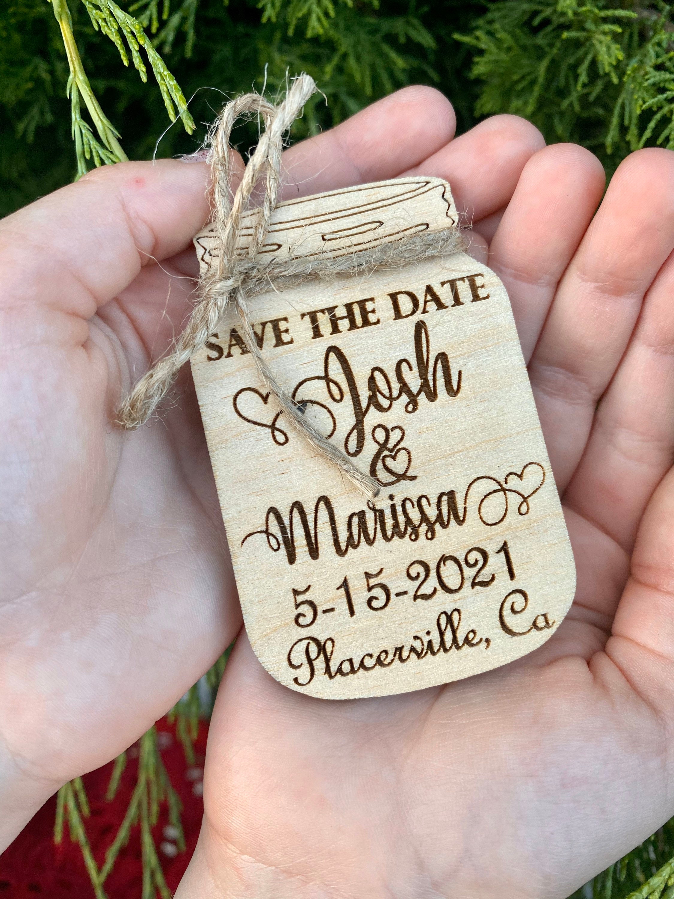 Wooden save the date Magnet Save the date Mason jar mason | Etsy