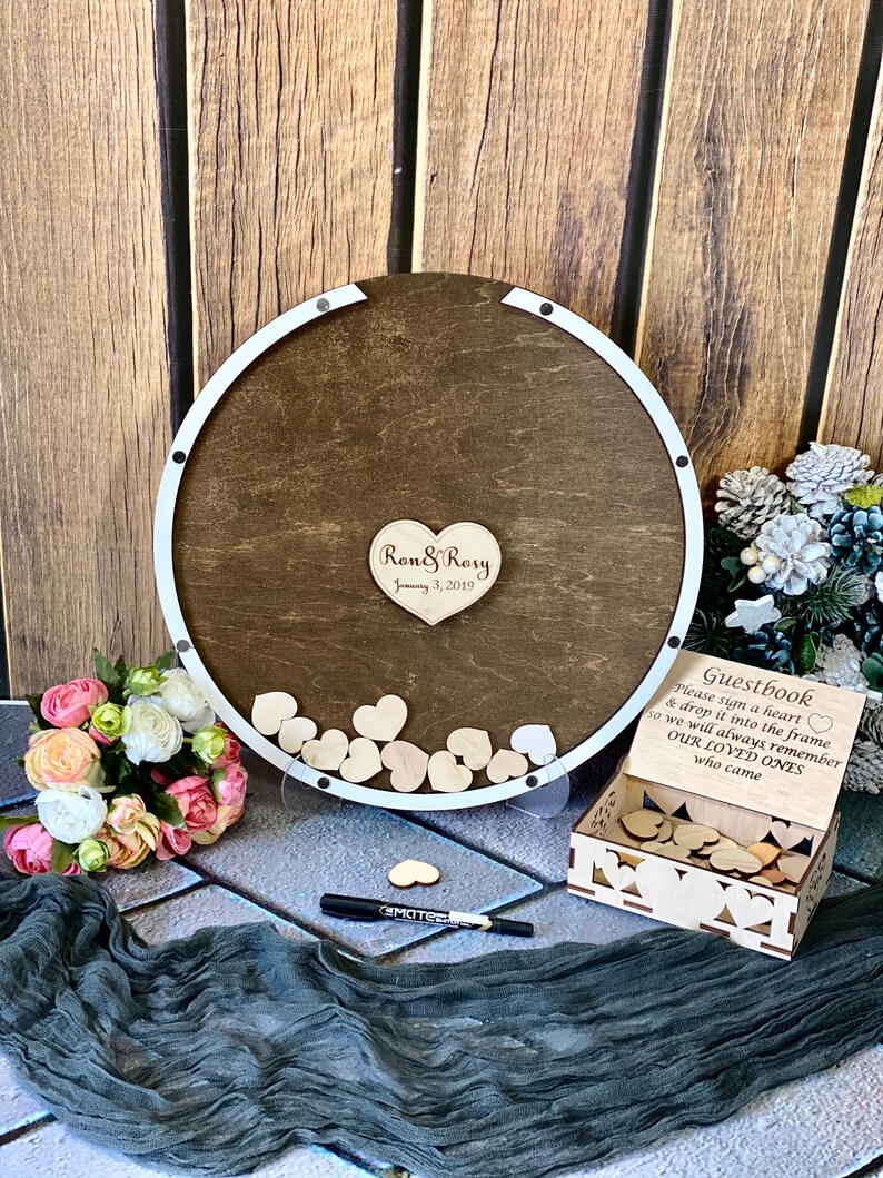 Alternative Round Wedding Guest Book Drop Box Wooden Wedding | Etsy
