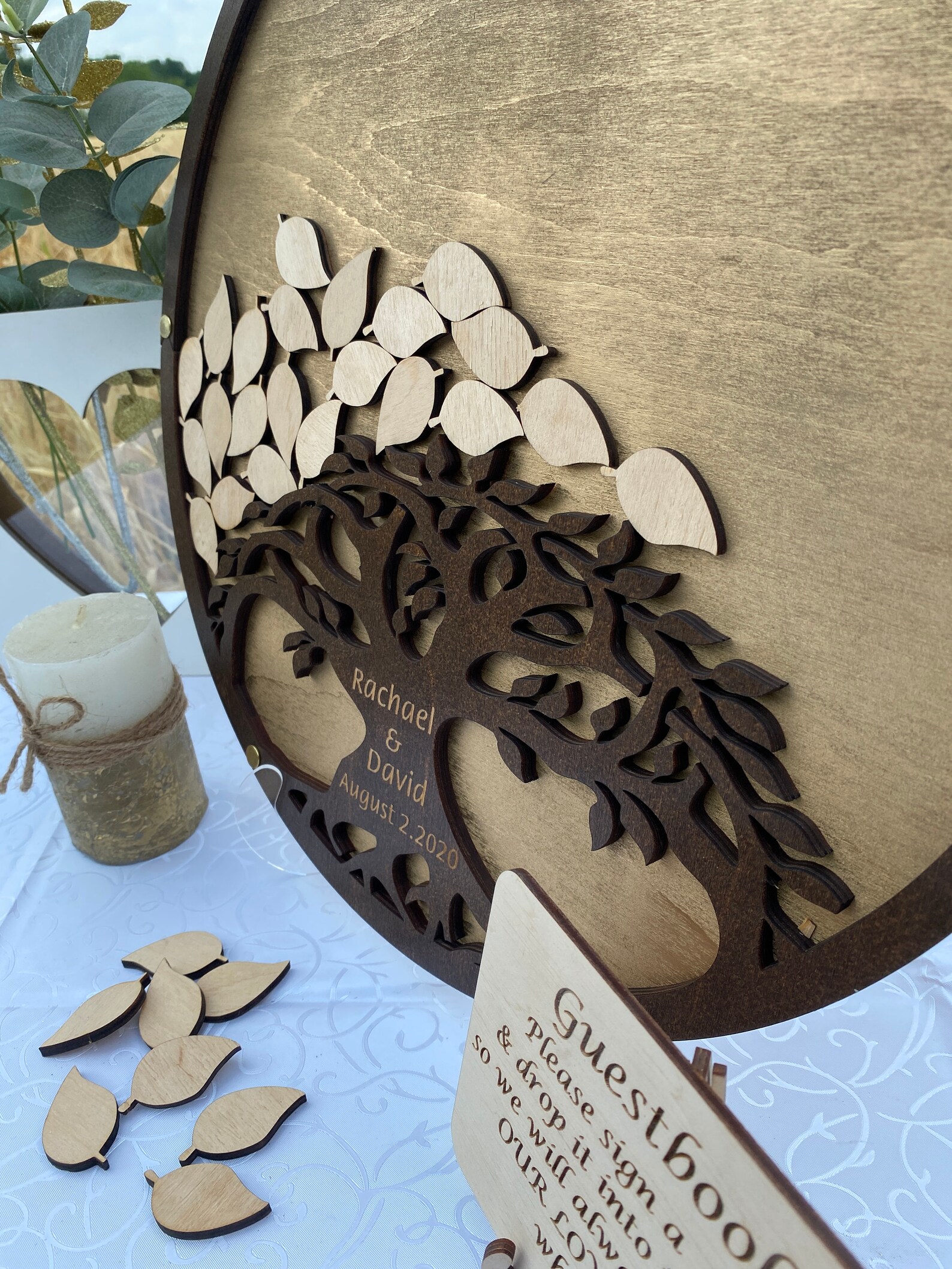 Wedding Guest Book Alternative Tree, Tree Wedding Guest Book Sign ...